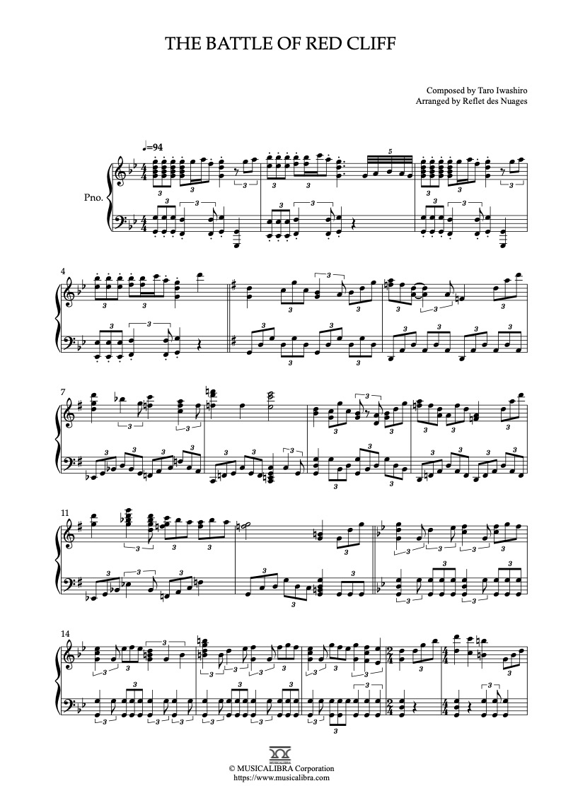 [PIANO SOLO SHEET MUSIC] The Battle of Red Cliff : MUSICALIBRA