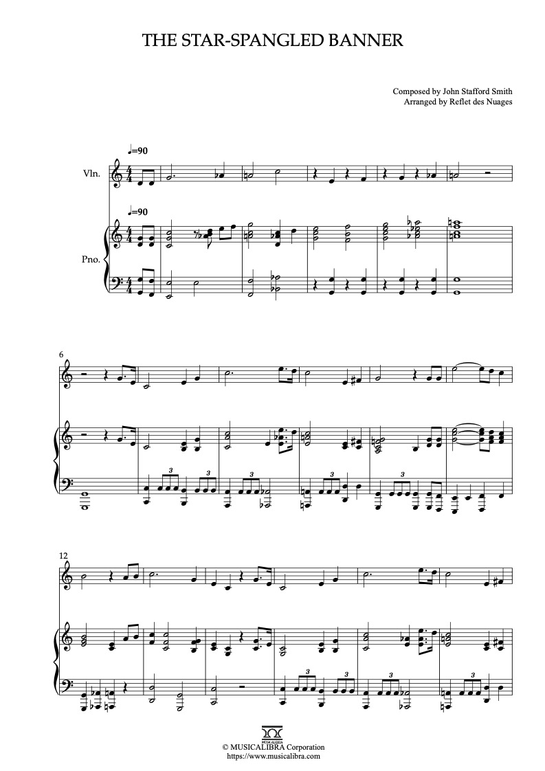 [DUET SHEET MUSIC] The Star Spangled Banner - Violin and Piano Chamber ...