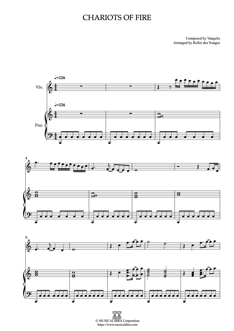 [DUET SHEET MUSIC] Chariots of Fire - Violin and Piano Chamber Ensemble ...