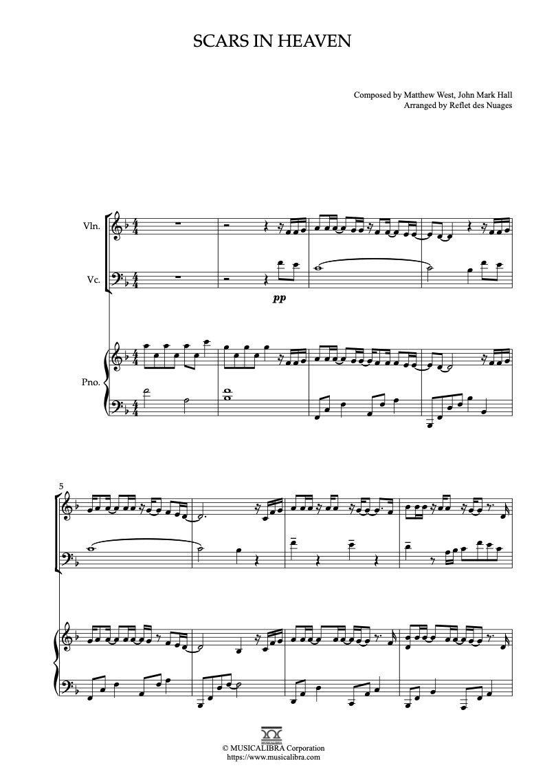 [TRIO SHEET MUSIC] Scars in Heaven - Violin, Cello and Piano Chamber Ensemble : Musicalibra