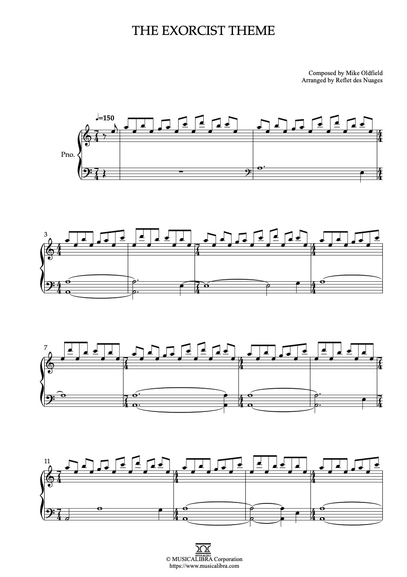 [PIANO SOLO SHEET MUSIC] The Exorcist Theme : MUSICALIBRA