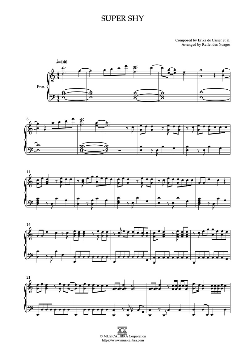 [PIANO SOLO SHEET MUSIC] Super Shy : MUSICALIBRA