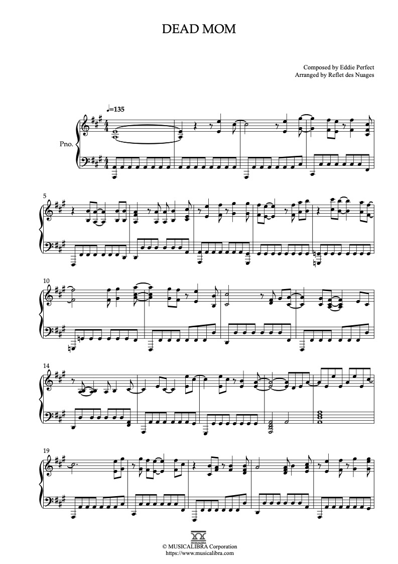 [PIANO SOLO SHEET MUSIC] Dead Mom : MUSICALIBRA