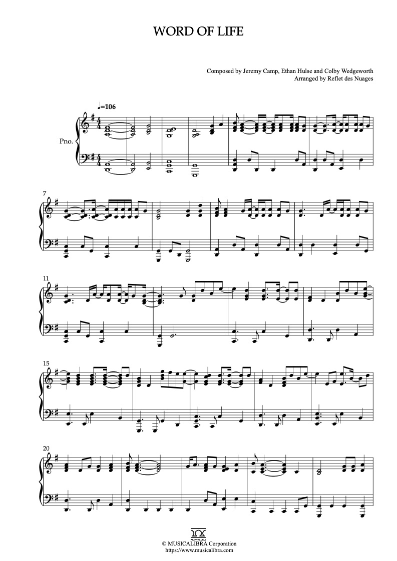 [PIANO SOLO SHEET MUSIC] Word of Life : MUSICALIBRA