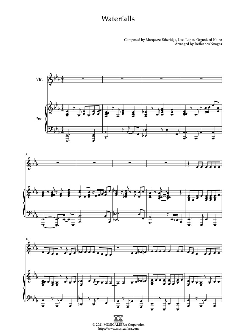 [DUET SHEET MUSIC] Waterfalls - Violin and Piano Chamber Ensemble ...