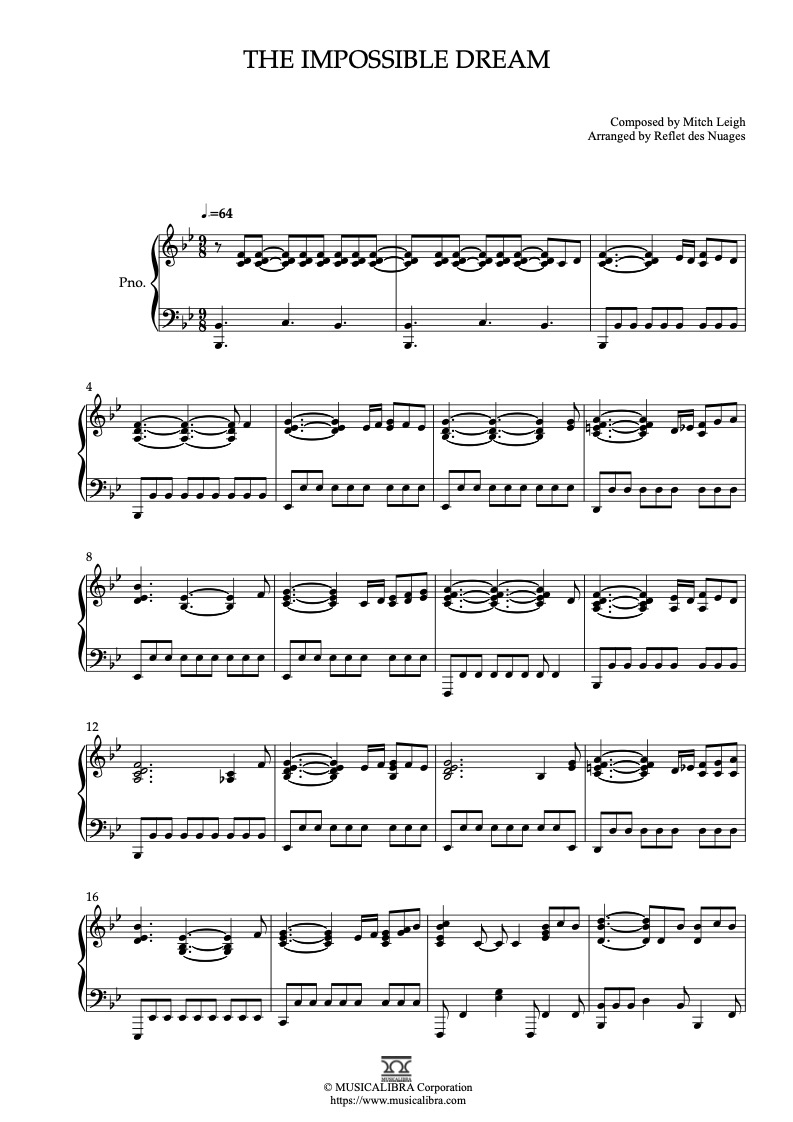 [PIANO SOLO SHEET MUSIC] The Impossible Dream : MUSICALIBRA