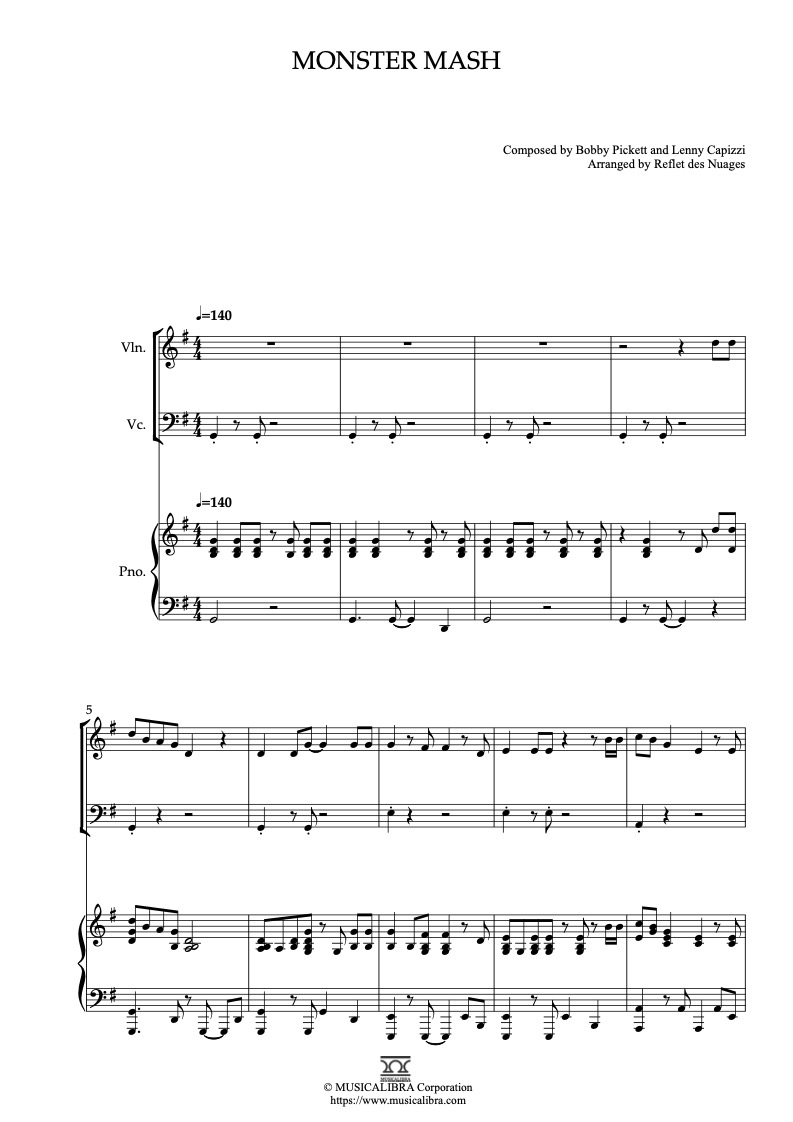 [TRIO 악보] Monster Mash 편곡 악보 - 바이올린, 첼로, 피아노 실내악 앙상블 : MUSICALIBRA KOREA