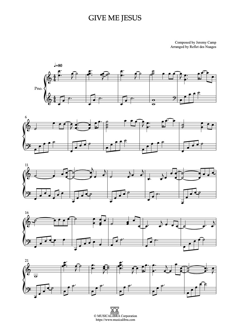 [PIANO SOLO SHEET MUSIC] Give Me Jesus : MUSICALIBRA