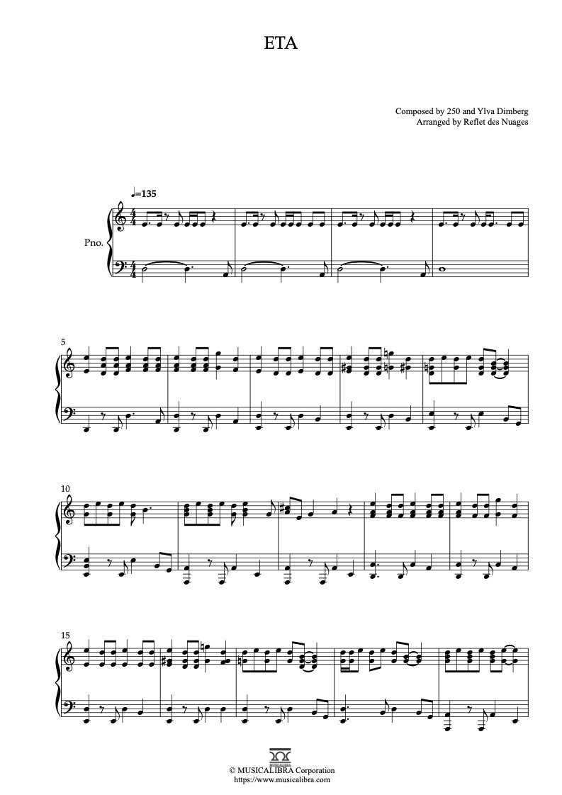 [PIANO SOLO SHEET MUSIC] ETA : MUSICALIBRA