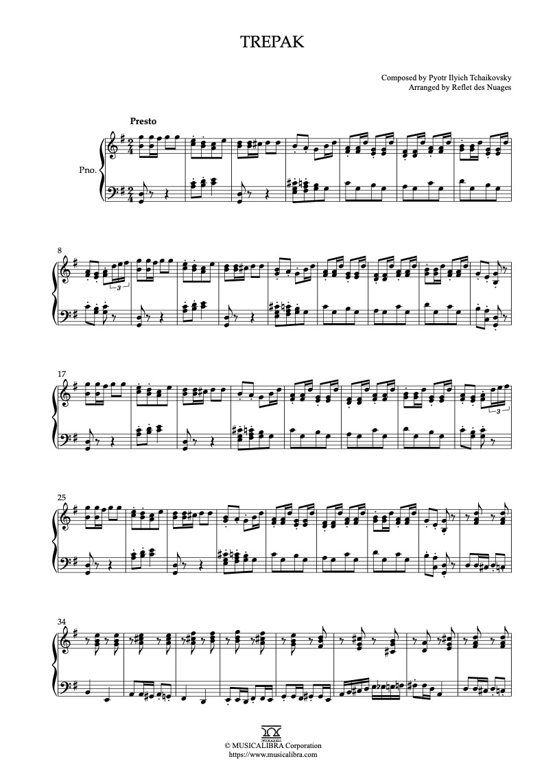[PIANO SOLO SHEET MUSIC] Trepak (The Nutcracker) : MUSICALIBRA