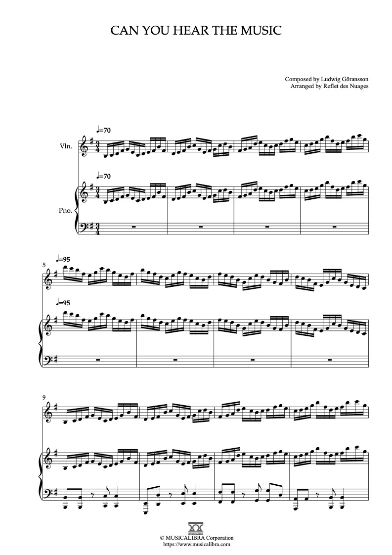 [DUET 악보] Can You Hear the Music 편곡 악보 - 바이올린, 피아노 실내악 앙상블 ...