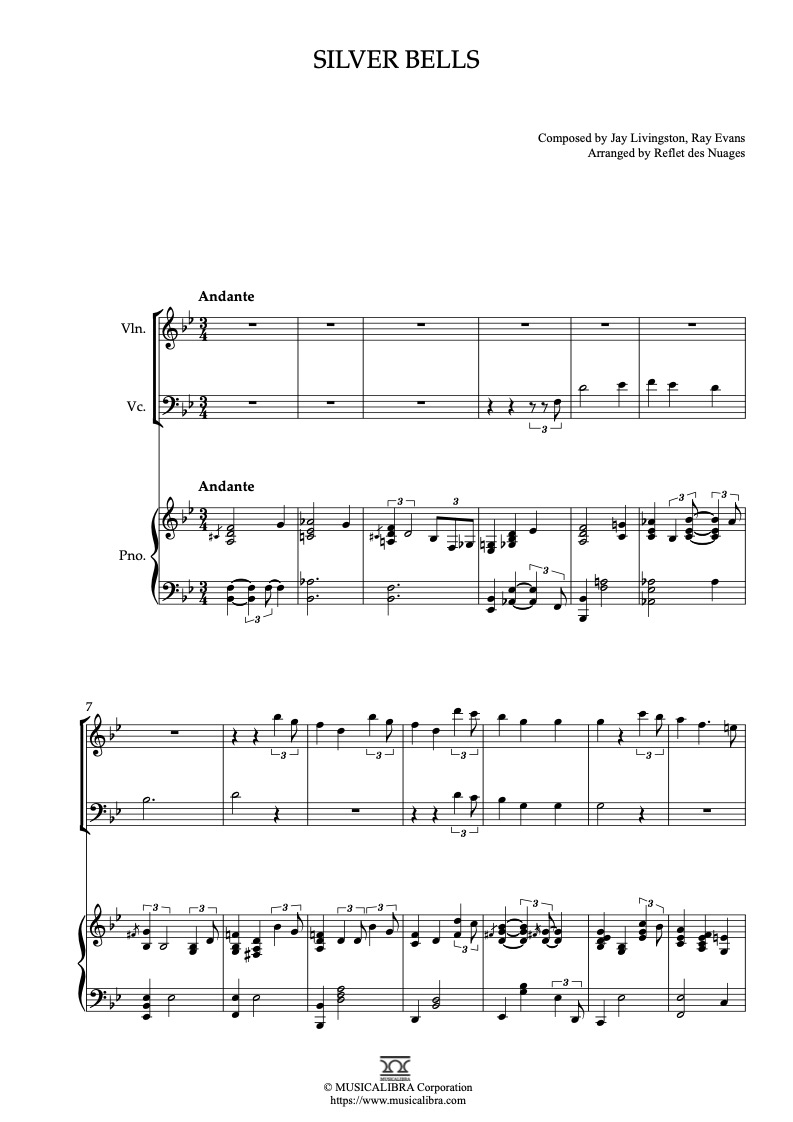 [TRIO SHEET MUSIC] Silver Bells - Violin, Cello and Piano Chamber ...