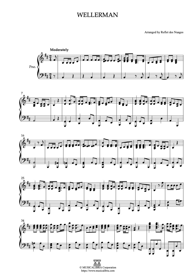 [PIANO SOLO SHEET MUSIC] Wellerman : MUSICALIBRA