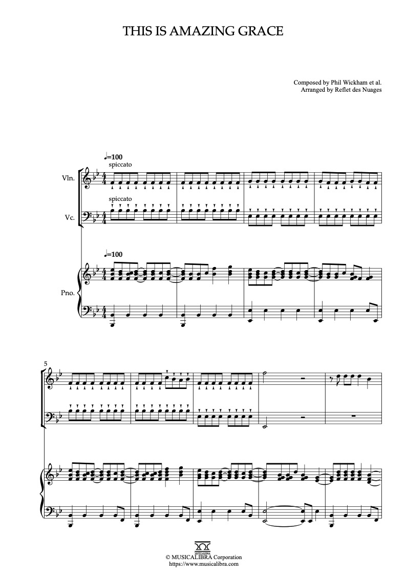 [TRIO SHEET MUSIC] This Is Amazing Grace - Violin, Cello and Piano ...