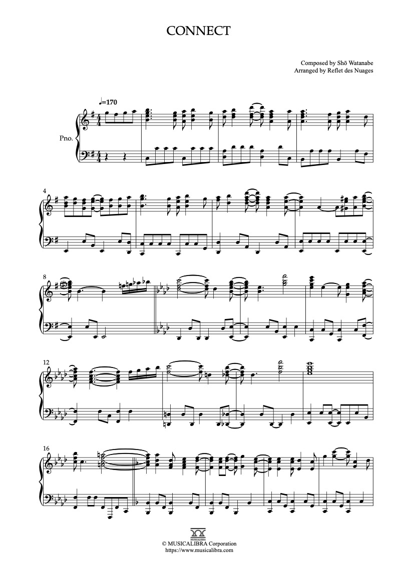 [PIANO SOLO SHEET MUSIC] Connect(ClariS) : MUSICALIBRA