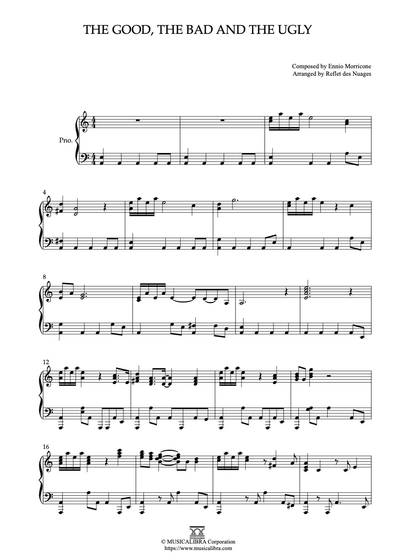 [PIANO SOLO SHEET MUSIC] The Good, the Bad and the Ugly : MUSICALIBRA