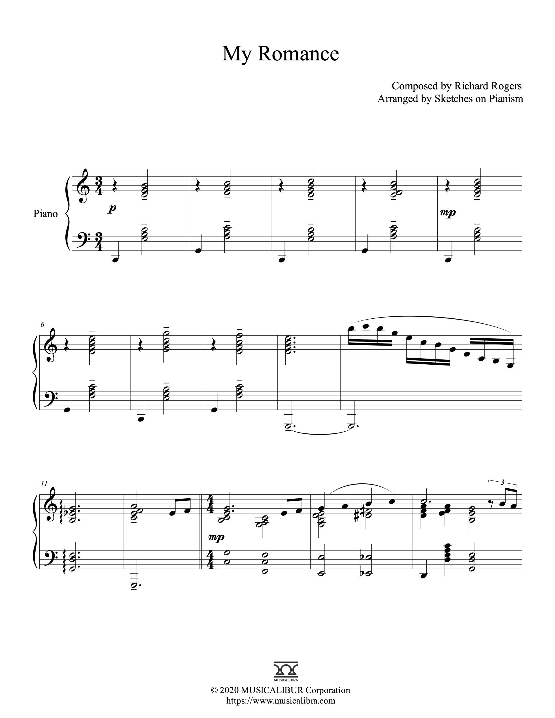 [PIANO SOLO SHEET MUSIC] My Romance : MUSICALIBRA