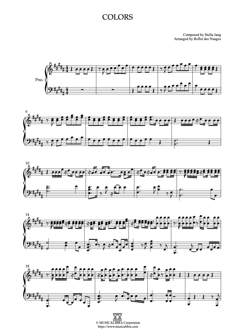 [PIANO SOLO SHEET MUSIC] Colors : MUSICALIBRA