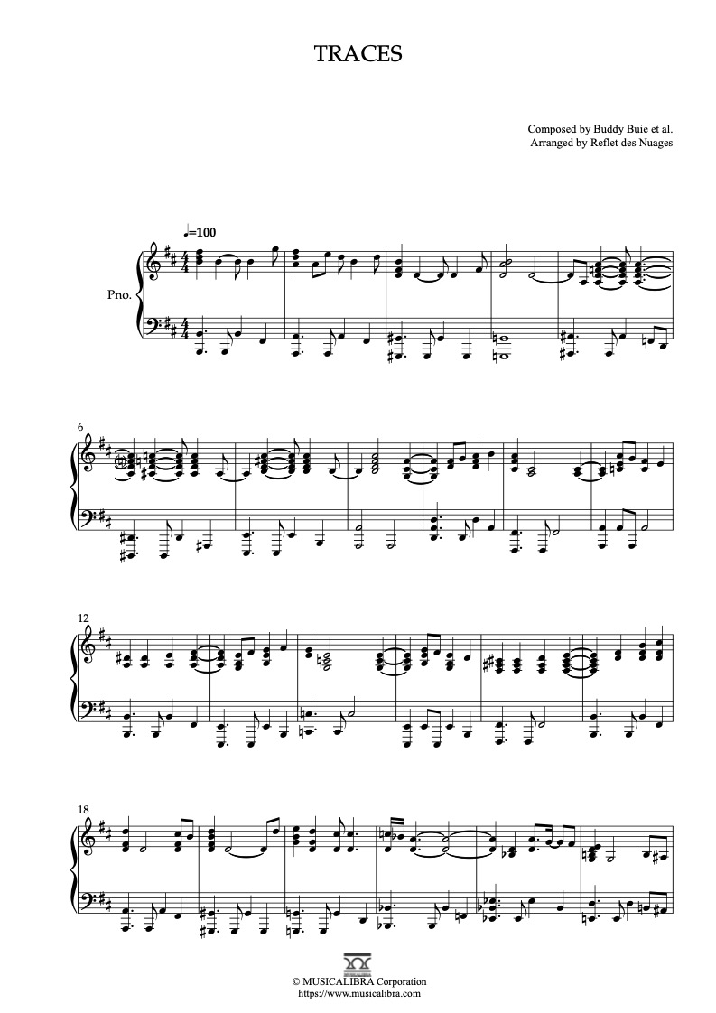 [PIANO SOLO SHEET MUSIC] Classic IV Traces : MUSICALIBRA