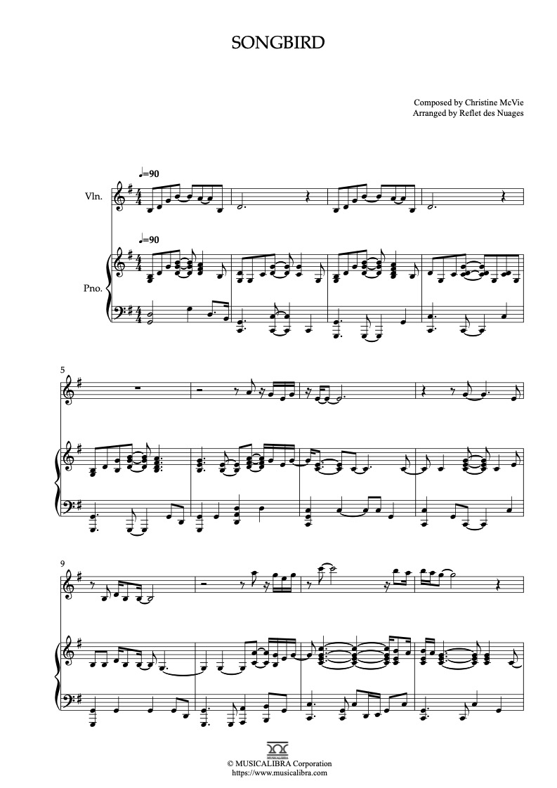 [DUET SHEET MUSIC] Songbird(Eva Cassidy) - Violin and Piano Chamber ...
