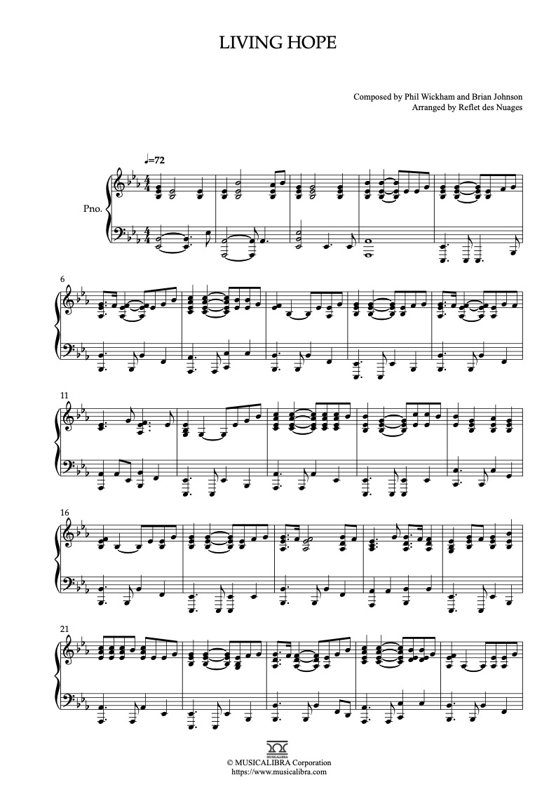 [PIANO SOLO 악보] Living Hope 피아노 편곡 악보 : MUSICALIBRA KOREA