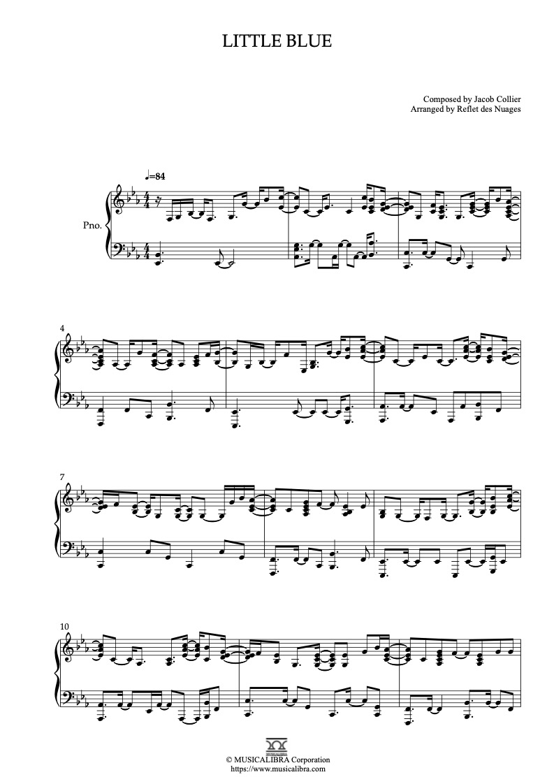 [PIANO SOLO SHEET MUSIC] Jacob Collier Little Blue : MUSICALIBRA