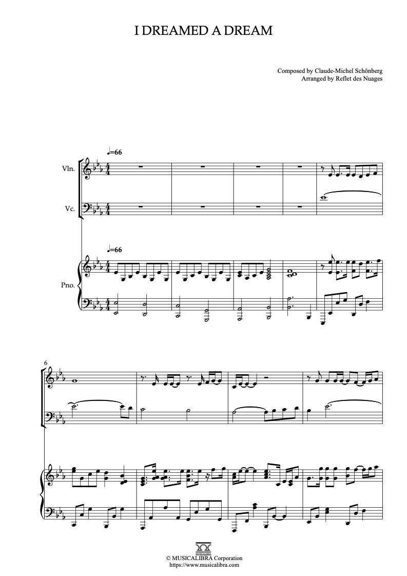 [TRIO SHEET MUSIC] I Dreamed a Dream - Violin, Cello and Piano Chamber ...