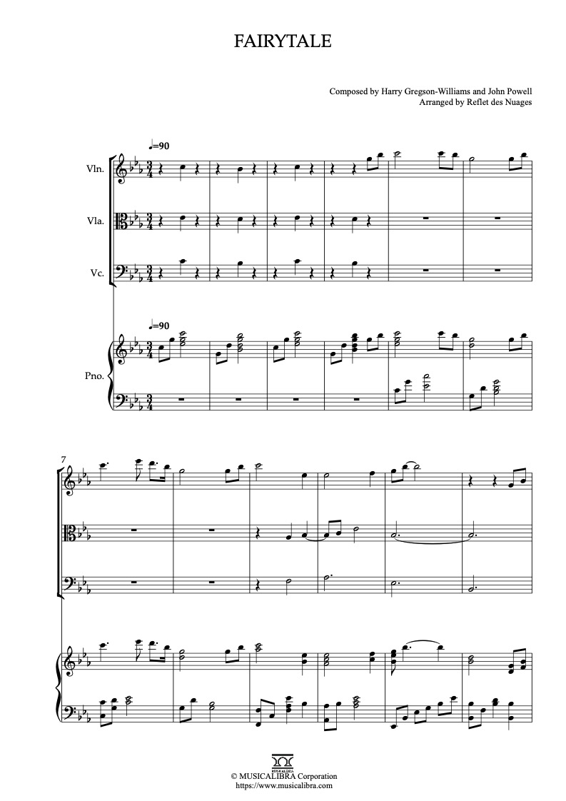 [QUARTET SHEET MUSIC] Fairytale - Violin, Viola, Cello and Piano ...