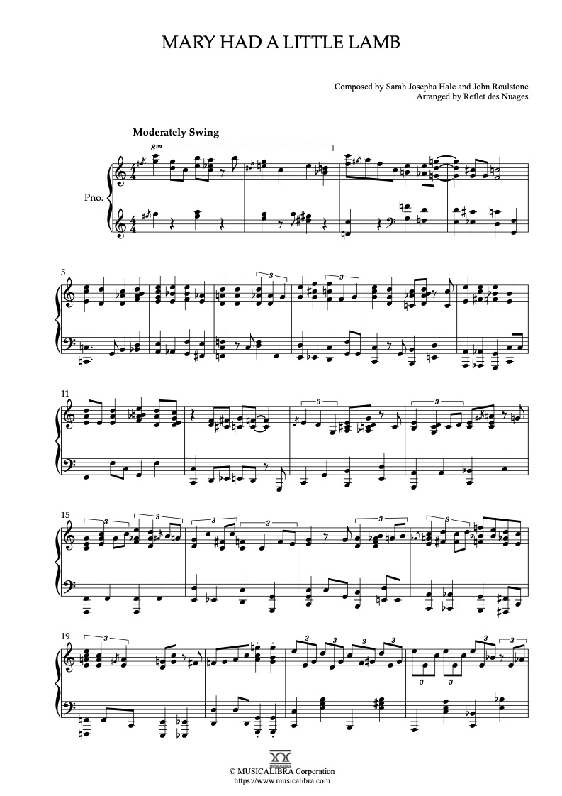 [PIANO SOLO SHEET MUSIC] Mary Had a Little Lamb : MUSICALIBRA