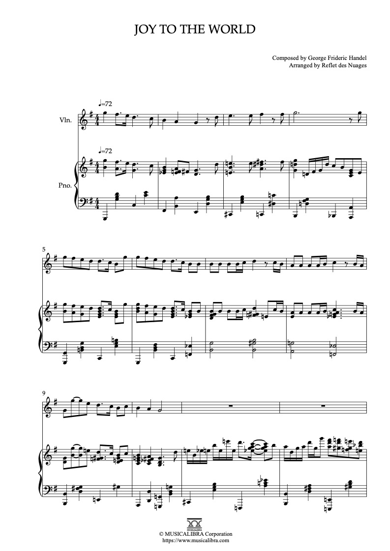 [DUET SHEET MUSIC] Joy to the World - Violin and Piano Chamber Ensemble ...