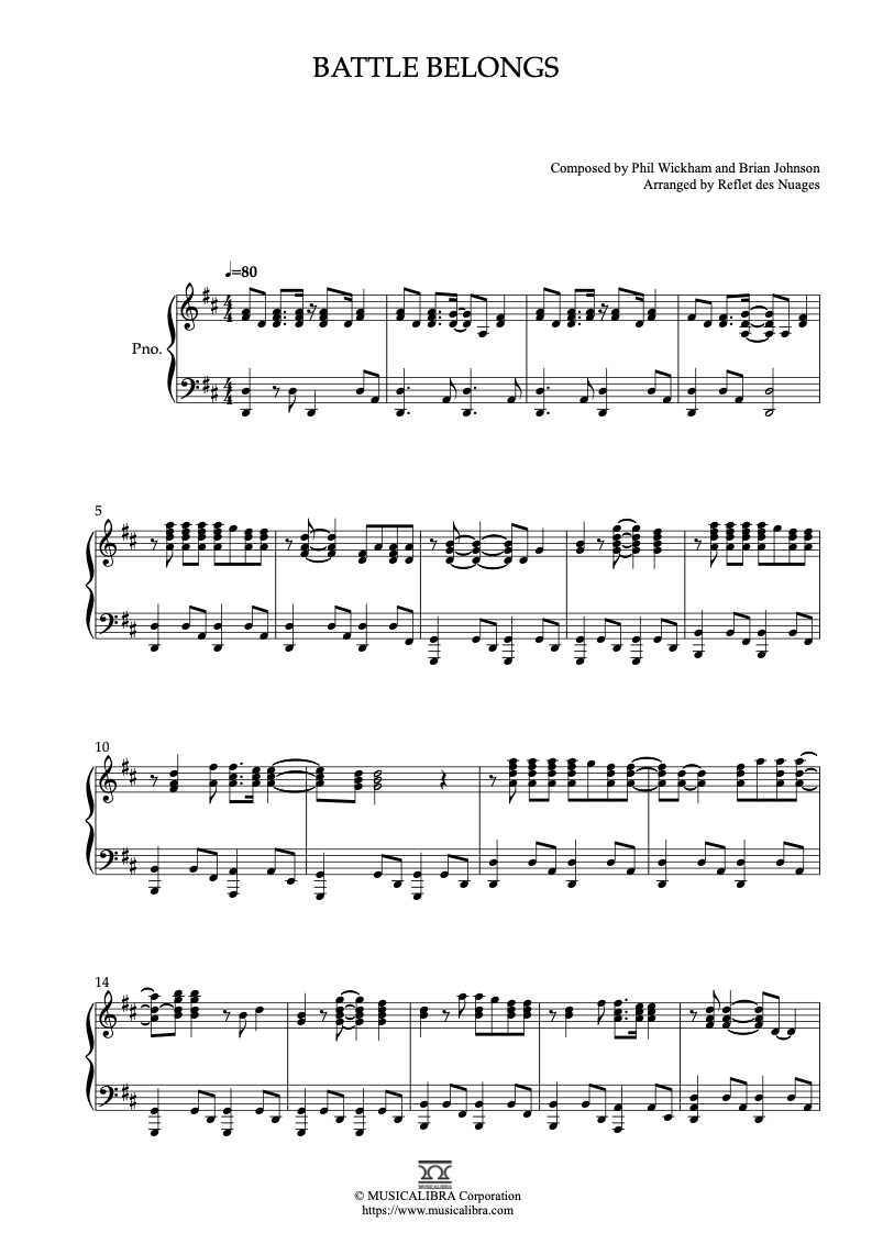 [PIANO SOLO 楽譜] Battle Belongs ピアノ 編曲 楽譜 : MUSICALIBRA JAPAN