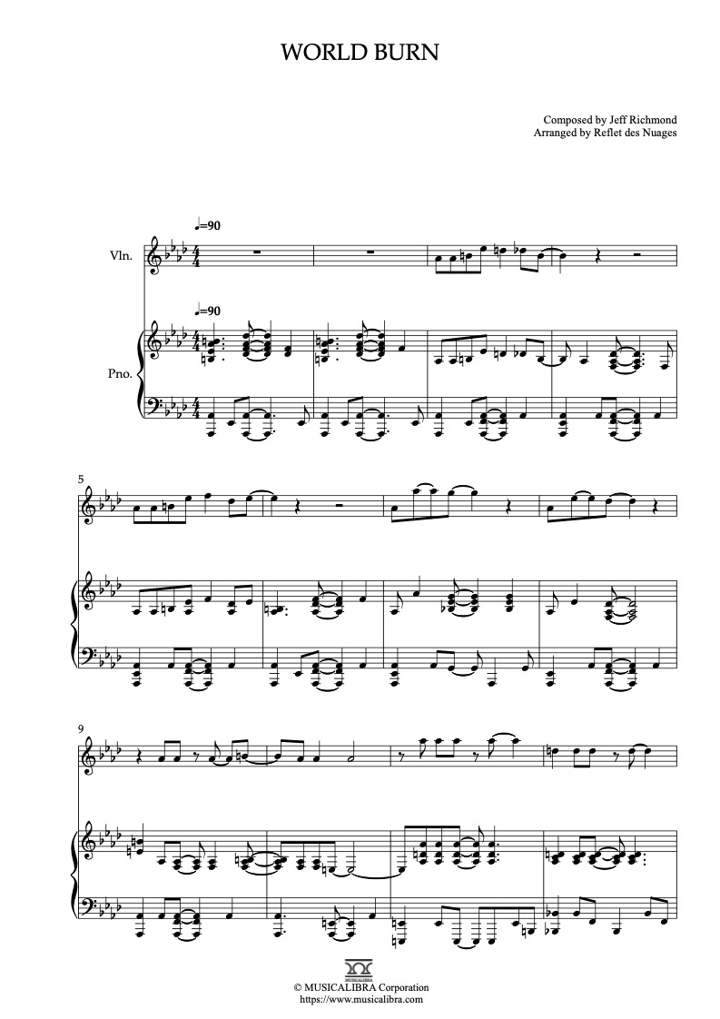 [DUET SHEET MUSIC] World Burn - Violin and Piano Chamber Ensemble ...