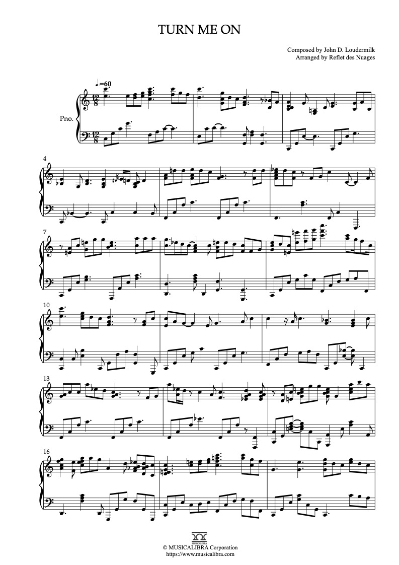 [PIANO SOLO SHEET MUSIC] Turn Me On : MUSICALIBRA