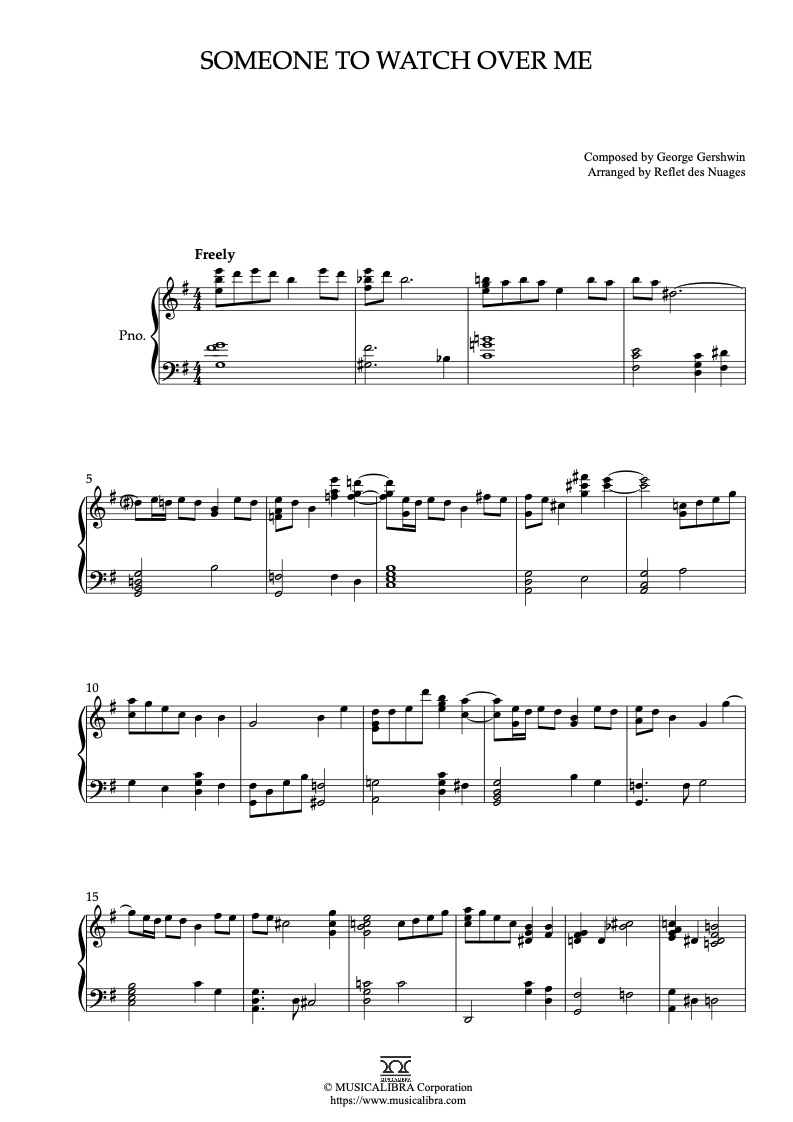 [PIANO SOLO 楽譜] Someone to Watch Over Me ピアノ 編曲 楽譜 : MUSICALIBRA JAPAN