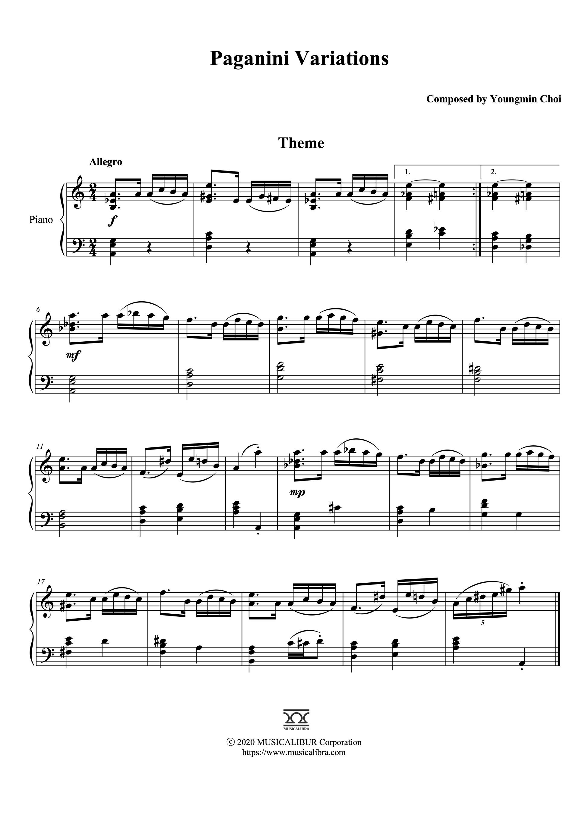 [PIANO SOLO SHEET MUSIC] Paganini Variations 鋼琴 樂譜 : MUSICALIBRA TAIWAN