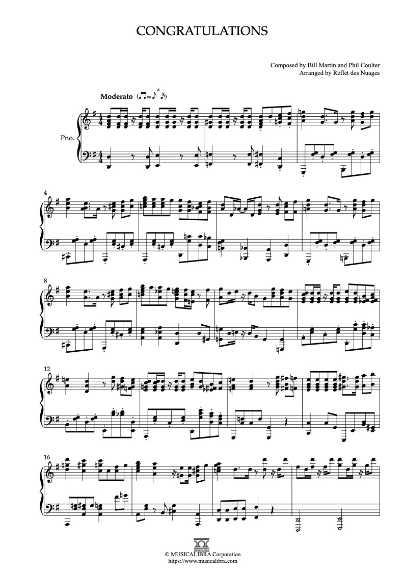 [PIANO SOLO SHEET MUSIC] Congratulations : MUSICALIBRA
