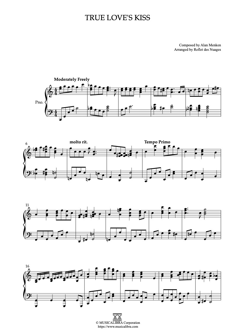 [PIANO SOLO SHEET MUSIC] True Love's Kiss : MUSICALIBRA