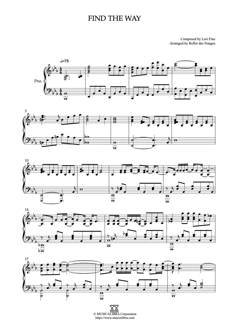 [PIANO SOLO SHEET MUSIC] Find the Way : MUSICALIBRA
