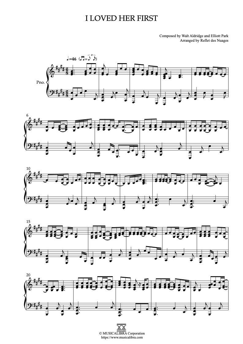 [PIANO SOLO SHEET MUSIC] I Loved Her First : Musicalibra