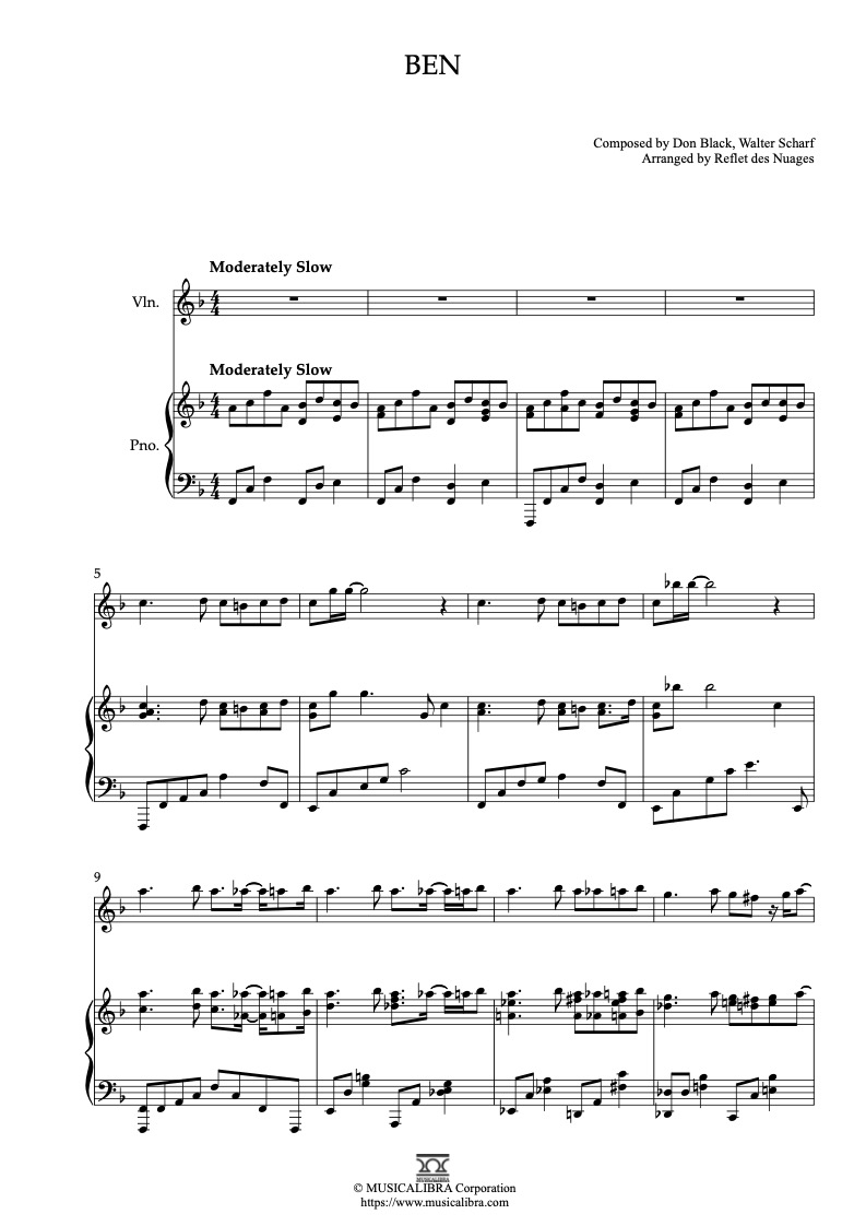 [DUET SHEET MUSIC] Ben - Violin and Piano Chamber Ensemble : MUSICALIBRA