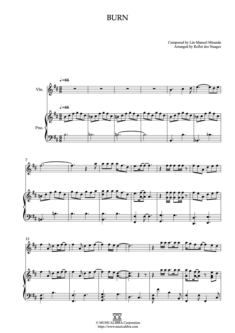 [DUET SHEET MUSIC] Burn - Violin and Piano Chamber Ensemble : MUSICALIBRA
