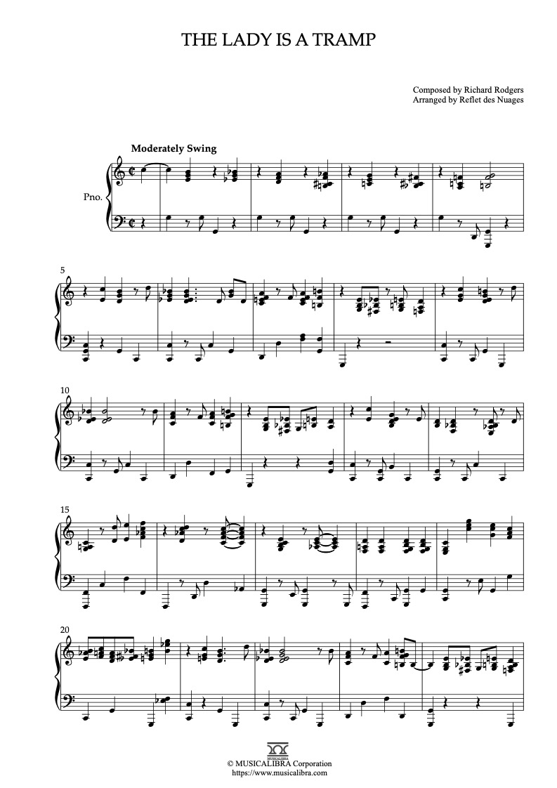 [PIANO SOLO SHEET MUSIC] The Lady Is a Tramp : MUSICALIBRA