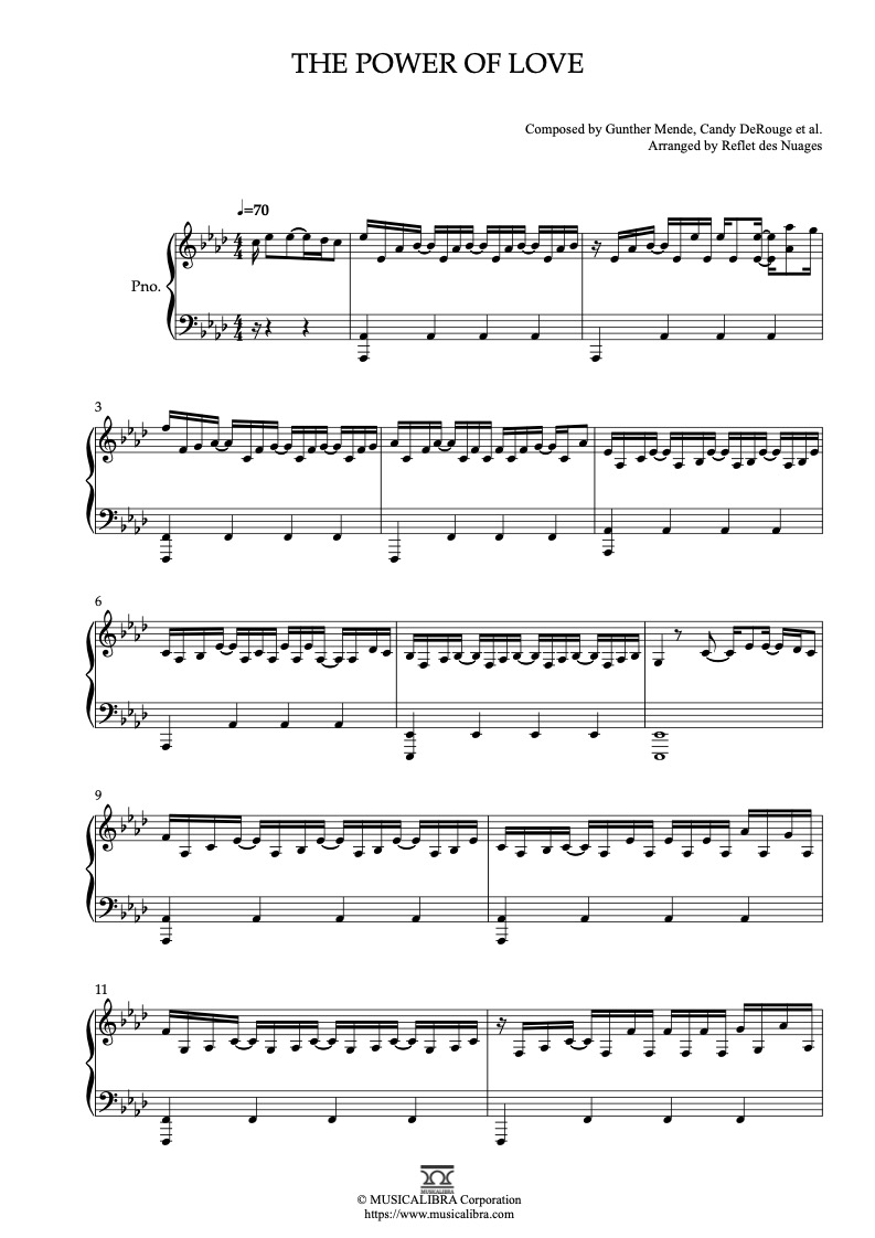 [PIANO SOLO SHEET MUSIC] The Power of Love : MUSICALIBRA