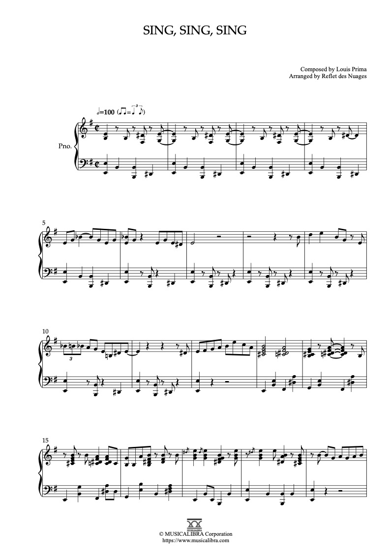 [PIANO SOLO SHEET MUSIC] Sing, Sing, Sing : MUSICALIBRA