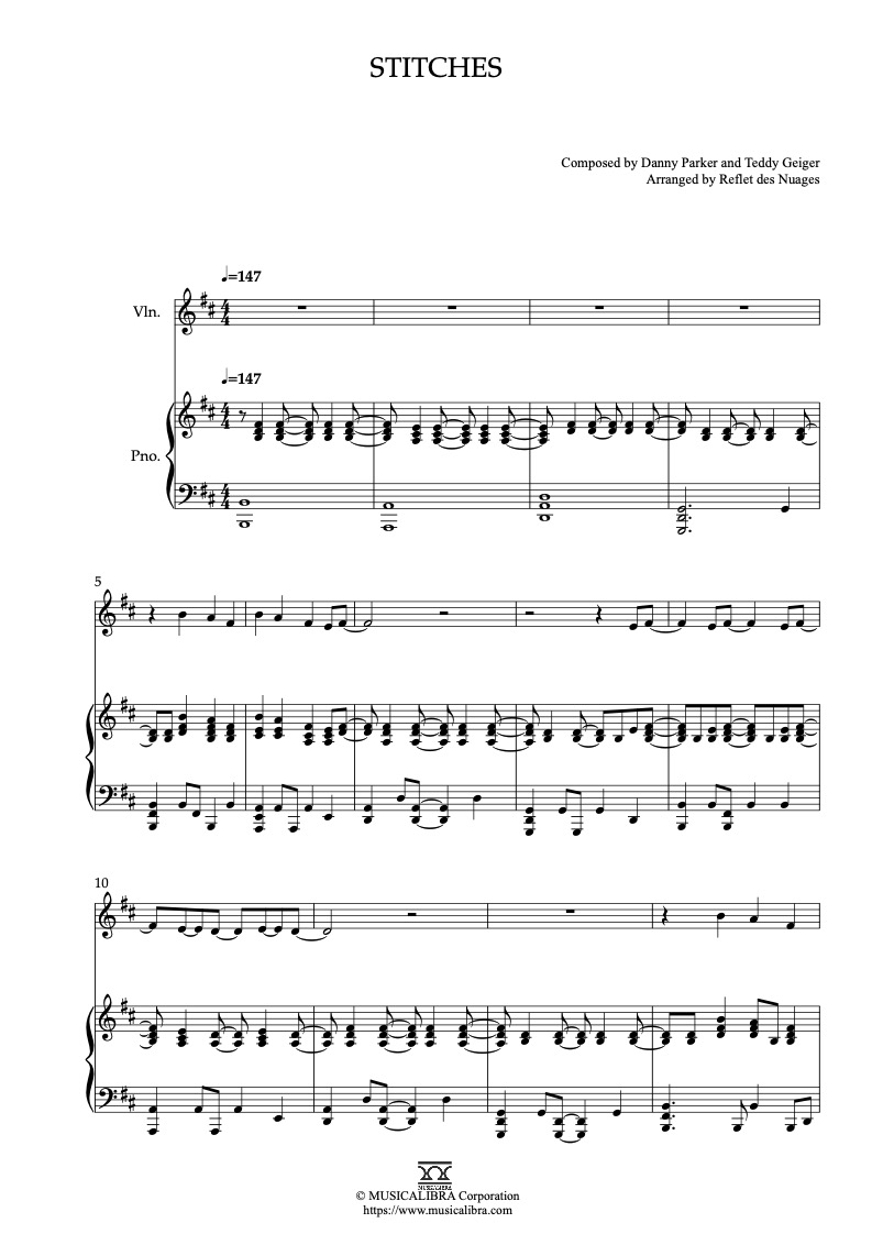 [DUET SHEET MUSIC] Stitches - Violin and Piano Chamber Ensemble ...
