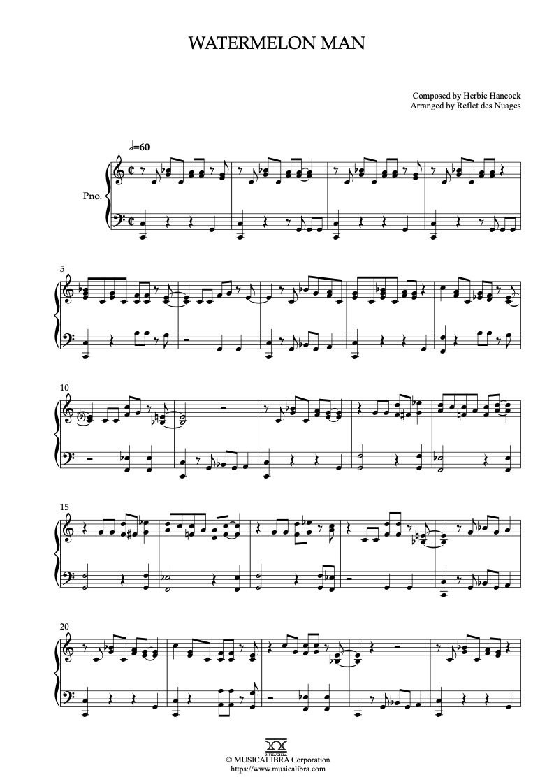 [PIANO SOLO SHEET MUSIC] Watermelon Man : MUSICALIBRA