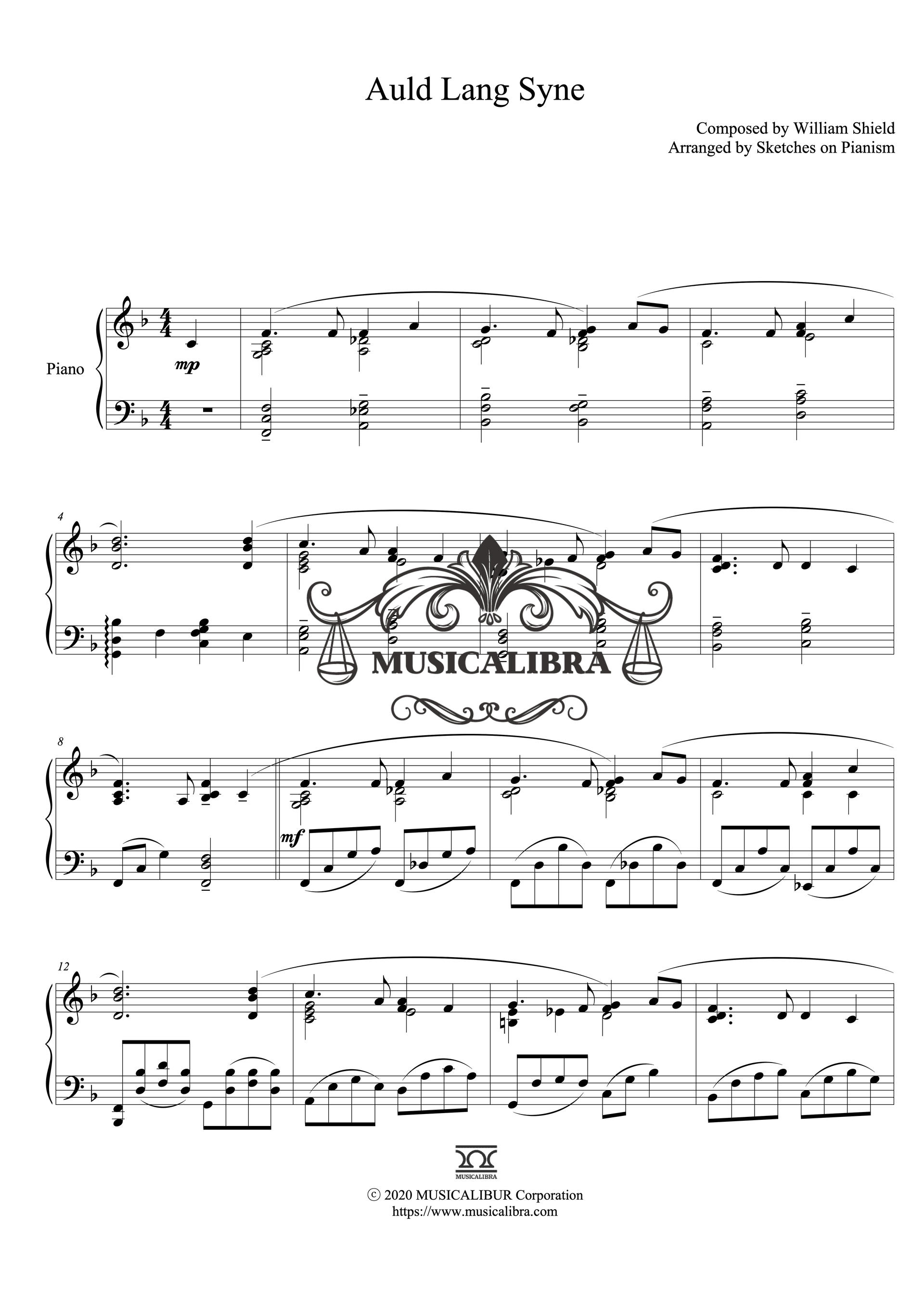 [PIANO SOLO SHEET MUSIC] Auld Lang Syne : MUSICALIBRA