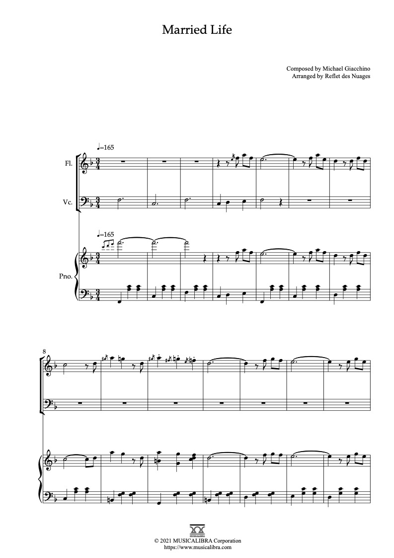 [TRIO SHEET MUSIC] Married Life - Flute, Cello and Piano Chamber ...