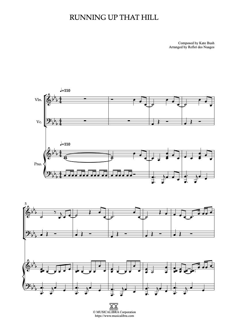 [TRIO SHEET MUSIC] Running Up That Hill - Violin, Cello and Piano ...