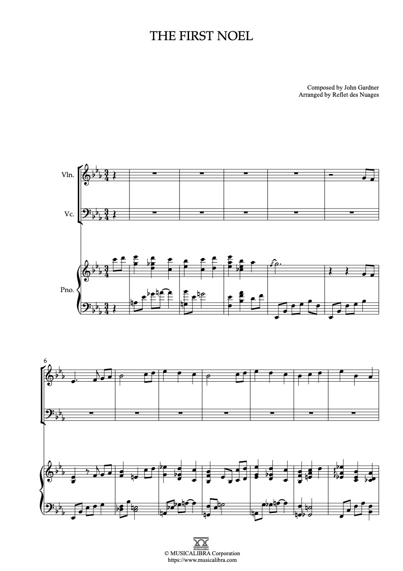 [TRIO SHEET MUSIC] The First Noel - Violin, Cello and Piano Chamber ...